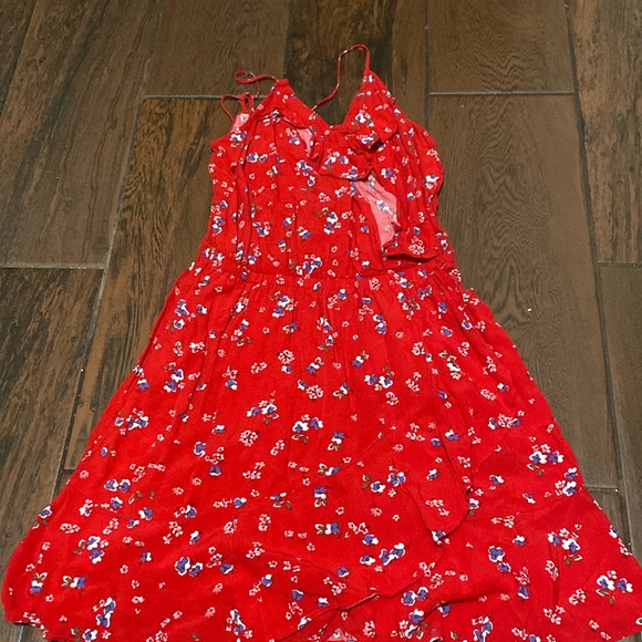 Dresses | Red Little Floral Dress | Poshmark